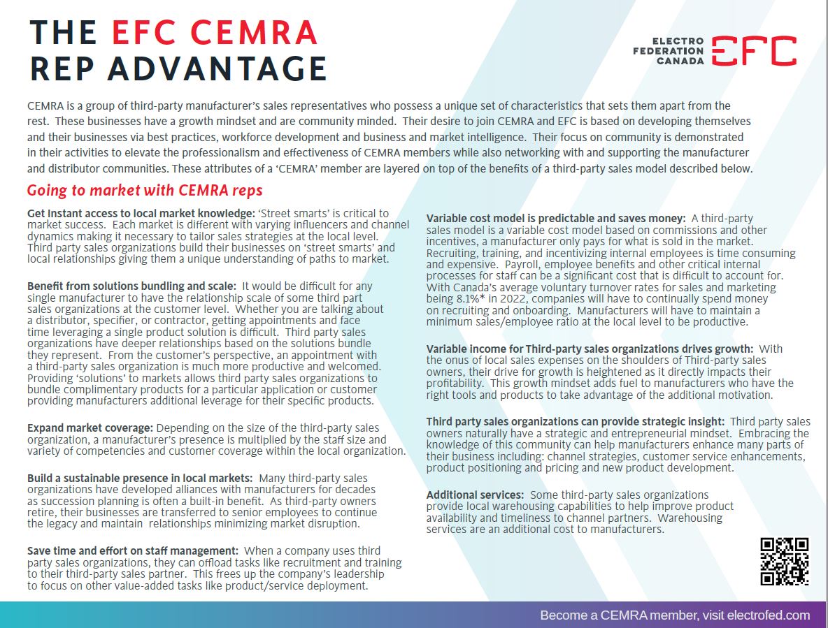 (CEMRA) Manufacturers' Agents | Electro Federation Canada